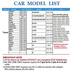 Yomikoo Car Auido AUX Input, 3.5mm AUX Adapter CD Changer for Toyota Camry 2005-2011, Avensis 2003-2011, Corolla 2005-2011, Tacoma 2004-2008, RAV4 2004-2011