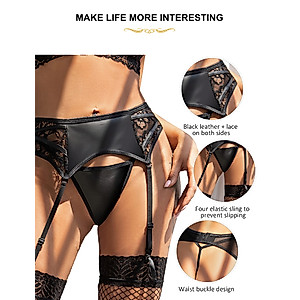 comeondear Plus Size Garter Belts - Women Black Lace High-Waisted Garter Belt