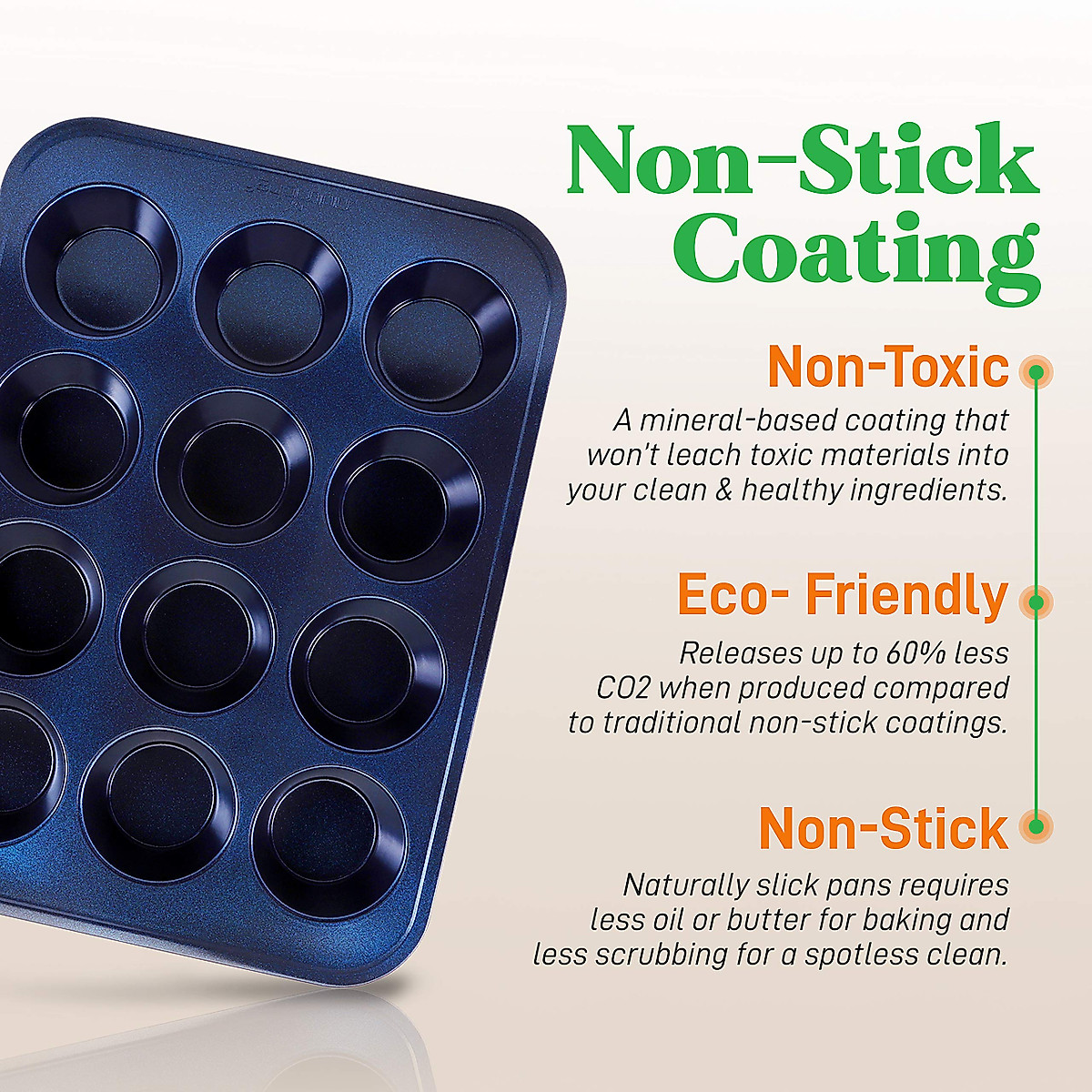 Non-Stick Kitchen Oven Baking Pans - Carbon Steel with Blue Diamond Coating Inside & Outside - NutriChef NCBK6TRB & Cookie Sheet Baking Pans, Blue Diamond, One size (NC2TRBU.5)