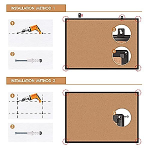 Board2by Cork Board Bulletin Board 48 x 36, Black Aluminium Framed 4x3 Corkboard, Office Board for Wall Cork, Large Wall Mounted Notice Pin Board with 18 Push Pins for School, Home & Office