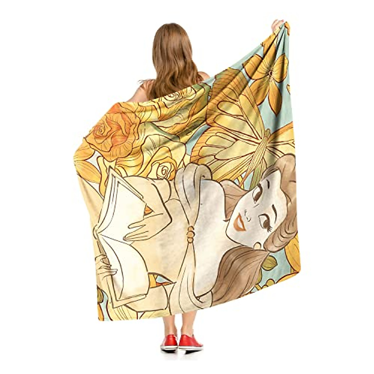 Northwest Beauty & The Beast Silk Touch Throw Blanket, 50" x 60", Floral Fantasy Belle