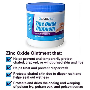 CareALL 15 oz Zinc Oxide 20% Skin Protectant Barrier Ointment Provides Relief and Treatment of Diaper Rash and Chafing. Helps Seal Out Wetness.