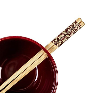 Harry Potter Anime Trio Japanese Ceramic Dinnerware Set | Includes 20-Ounce Ramen Noodle Bowl and Wooden Chopsticks | Asian Food Dish Set For Home & Kitchen | Wizarding World Hogwarts Gifts