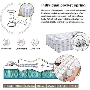 King Size Mattress, Rucas 12 Inch Memory Foam Mattress King & Pocket Spring Mattress for Sleep Supportive 15 Year Warranty