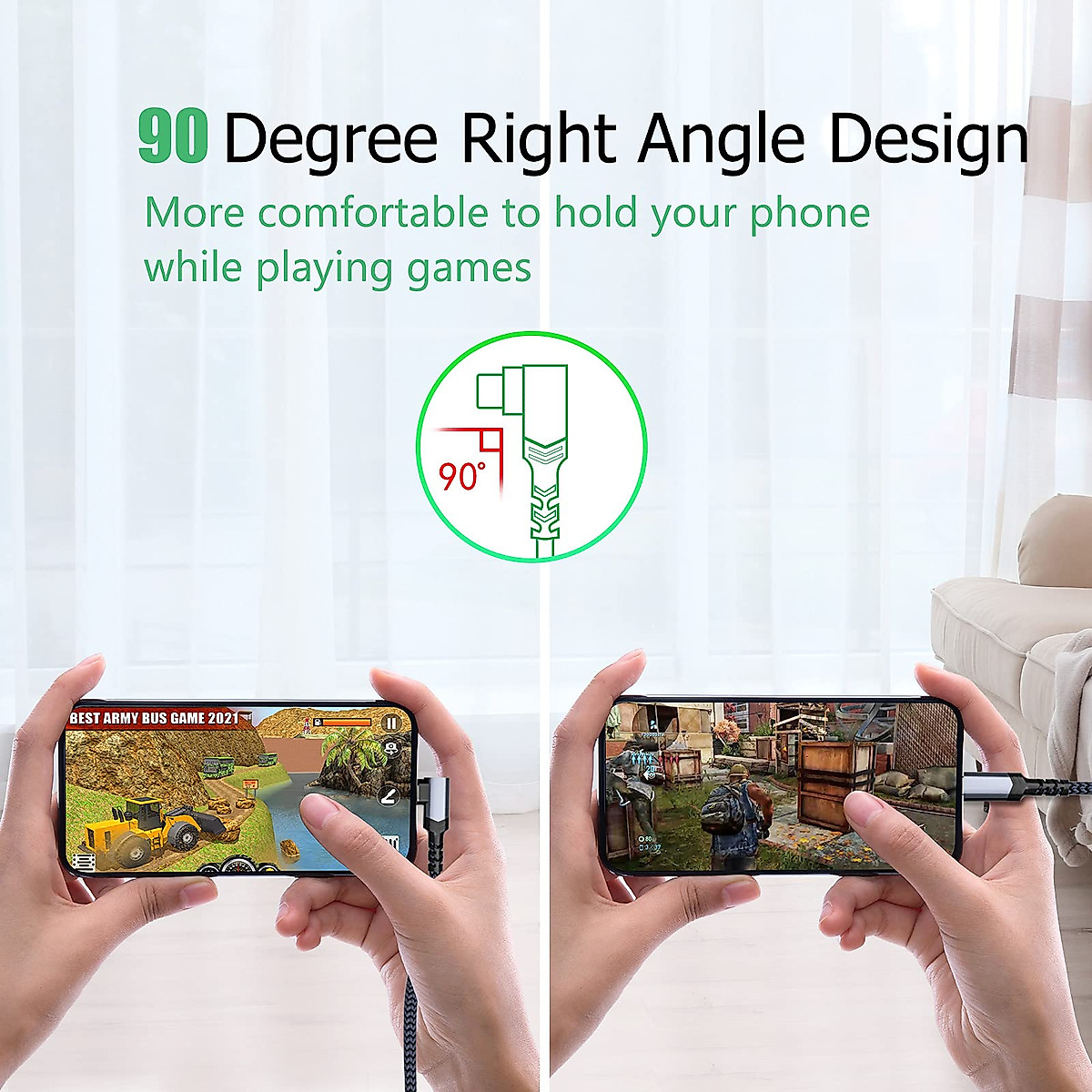 USB C to USB C Cable 100W 10ft, 90 Degree USB C 3.1 Gen2 Cable 20V/5A Fast Charging Cord 4K@60Hz Video Output 10Gbps Data Cable Compatible with MacBook, iPad, Pixelbook, Cellphones and Tablets-Black