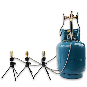 3 Universal Propane Bunsen Burners with 20lb Propane Adapter