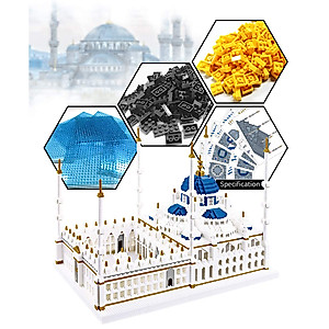 KLMEi Micro Building Blocks Set 6850 Pcs Blue Mosque Miniature World Landmark Architectural Construction Model for Adult and Children Age of 14+