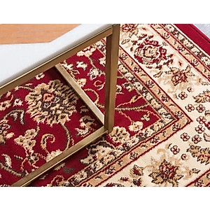 Unique Loom Sialk Hill Collection Area Rug - Washington (4' 1" x 6' 1" Rectangle Burgundy/Cream)