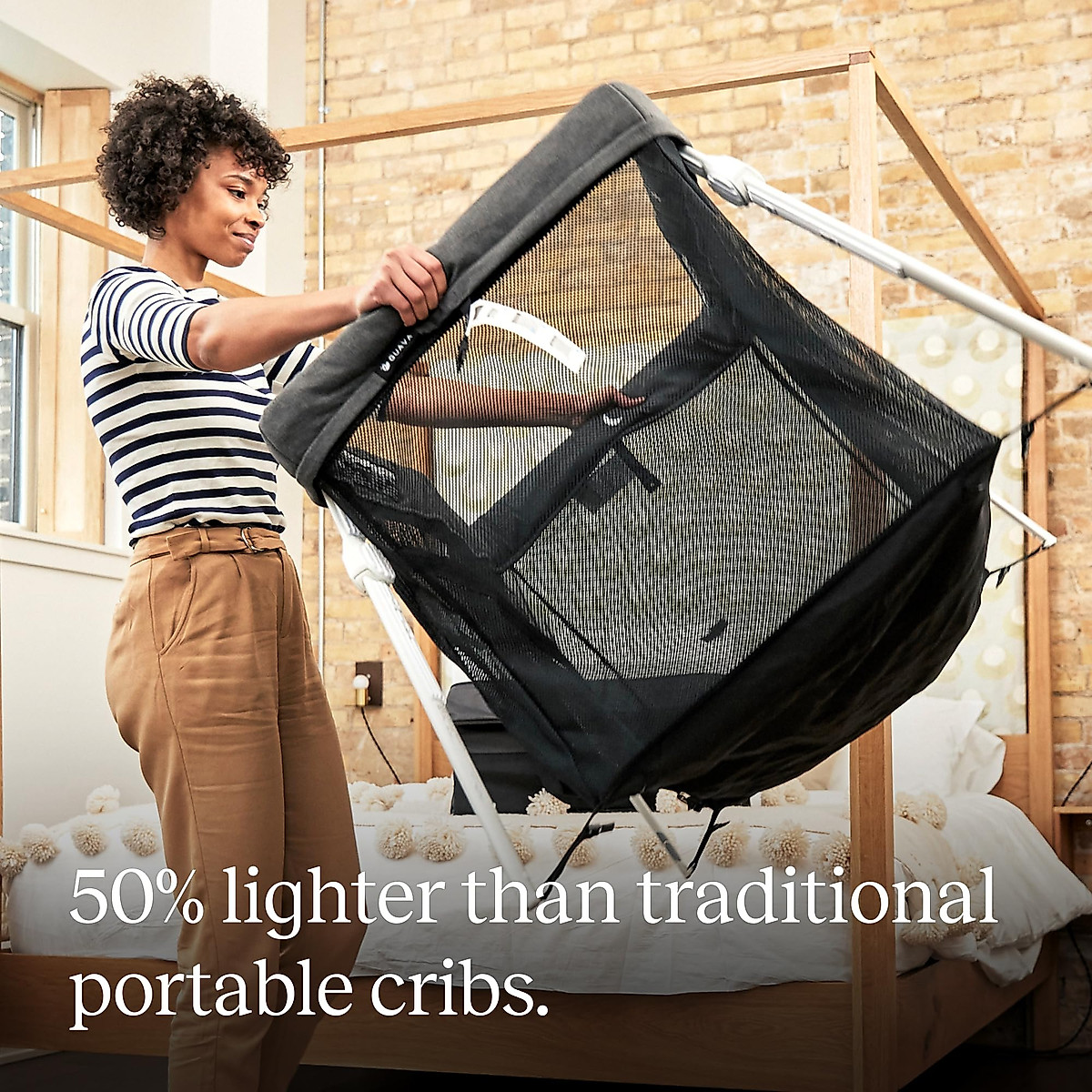 Guava Lotus Travel Crib Bundle with Quilted Sheet & Mattress | Play Yard with Lightweight Backpack Design | Certified Baby Safe Portable Crib | Folding Portable Playpen for Babies & Toddlers