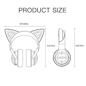 iKF Show Cat Headset Wireless Bluetooth Headphone Game Cute Girl Gaming Custom Light Anime with Microphone Wired Headphone Compatible with Computer Tablet PC iPad Smartphone Pink