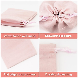 G2PLUS Small Velvet Jewelry Pouches, 20PCS Small Velvet Gift Bags with Drawstring, Pink Velvet Gift Bags, Christmas Gift Bags for Wedding Favors, Candy Bags, Party Favors (2.75''x3.54'')