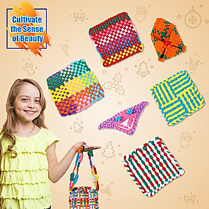 BUILPLAY Weaving Loom for Kids, Makes 7 Potholders, 288 Loops in 8 Colors, Craft Kits for Girls Age 6+