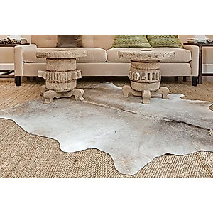 Just Cowhide Large Rug - Gray Cow Skin Hide Grey / White Premium Leather Area 5 ft X 7 Hair On,