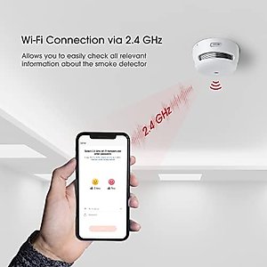 X-Sense Wi-Fi Smoke Detector, Wireless Smart Fire Smoke Alarm with Replaceable Lithium Battery & Silence Button, Compatible with TuyaSmart & Smart Life App, Auto Self-Check Function, XS01-WT