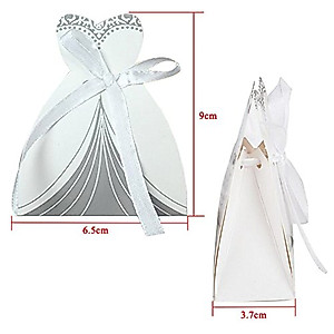 Rbenxia Wholesale Wedding Favors Wedding Party Favor Boxes Creative Tuxedo Dress Groom Bridal Candy Gift Box with Ribbon 100pcs