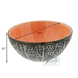 12 Ounce Breakfast Bowl - Ceramic Bowl For Cereal, Yogurt, Fruit, Soup, or Dessert - Cantaloupe - Set of 3
