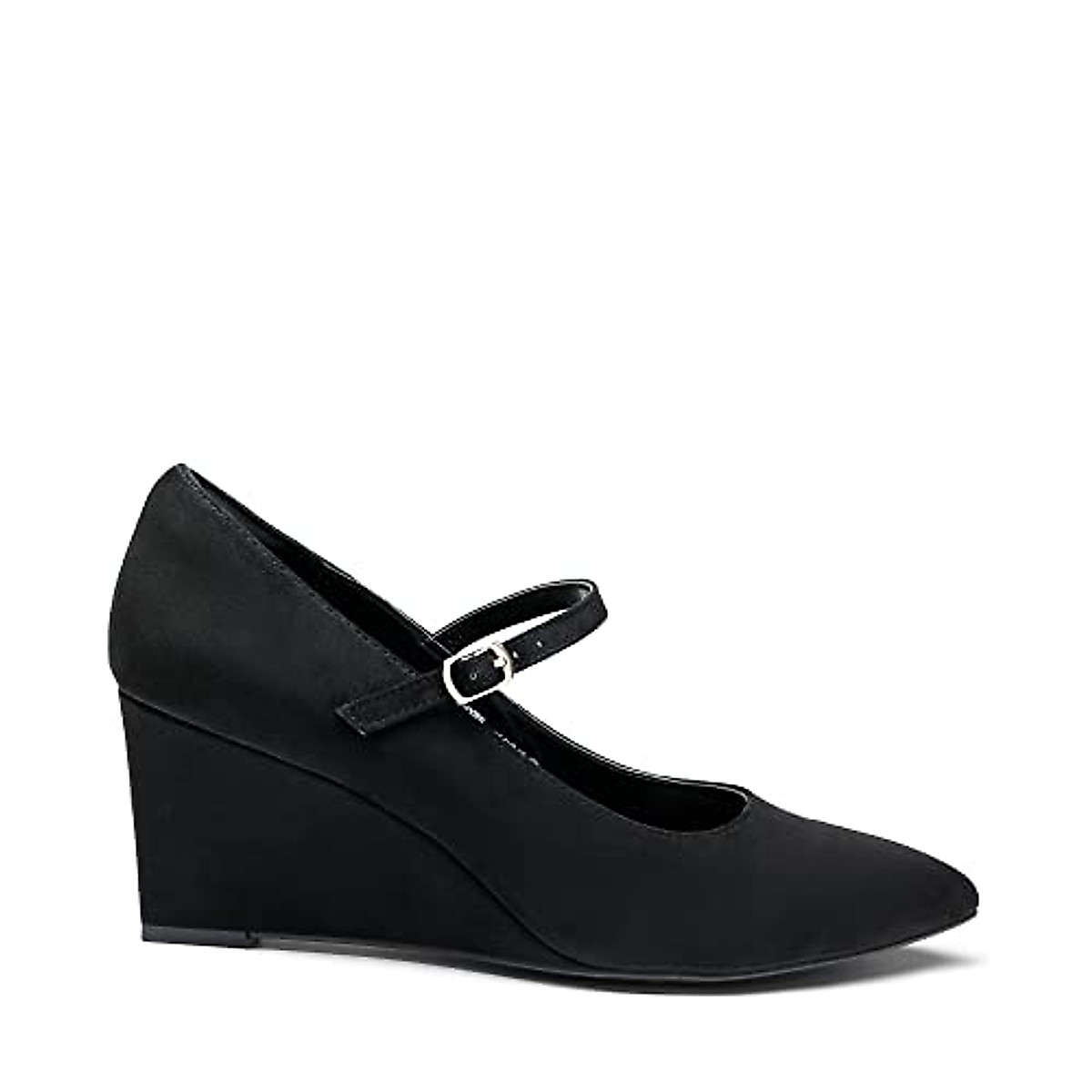 DREAM PAIRS Women's SDPU2308W Wedges Closed Toe Mary Jane High Heels Dress Work Pointed Toe Wedding Bride Office Pumps Shoes, Size 10, Black Suede