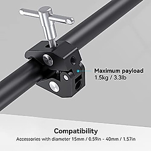 SMALLRIG Super Clamp with 1/4 and 3/8 Thread for Cameras, Lights, Umbrellas, Hooks, Shelves, Plate Glass, Cross Bars, etc - 735