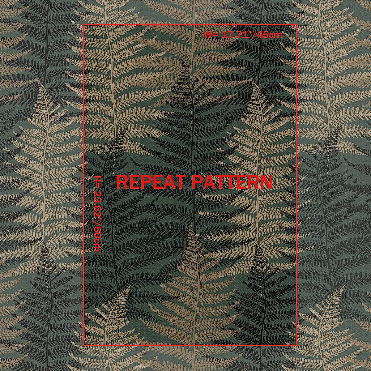 JiffDiff Botanical Fern Wallpaper Peel and Stick Leaf Wallpaper Green Grunge Ferns Removable Wallpaper Botanical Greenery Wallpaper Self Adhesive 17.73" x 393.7" Covering 47.36 sq.ft