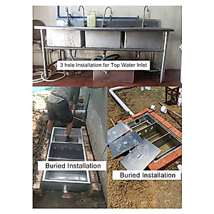 Stainless Steel 3 Stage Filtration Grease Trap Kitchen Grease Interceptor for Restaurant Dual Holes 50x25cm