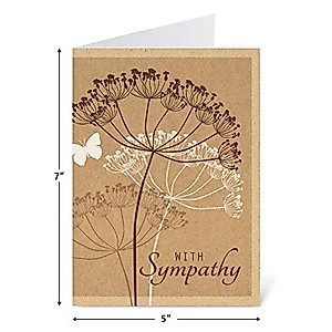 Kraft Sympathy Greeting Cards - Set of 8 (4 designs), Large 5" x 7", Sympathy Cards with Sentiments Inside, Includes White Envelopes…