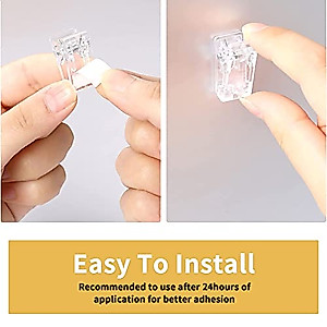 Self Adhesive Clips, Plastic Sticky Clips, Double-Sided Adhesive Spring Clips, Wall Clips, Shower Curtain Clips, Poster Clips Picture Hanging Clips for Home and Office (25 Pack, Clear)