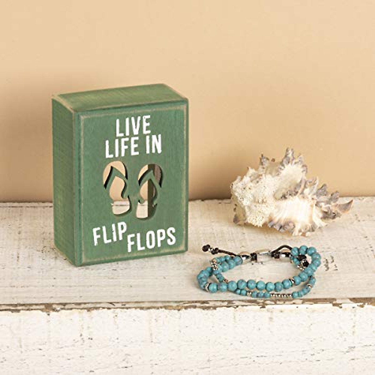 Primitives by Kathy 21005 Beach House Décor Box Sign, 3 x 4-Inches, Flip Flops