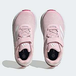 adidas Duramo SL Elastic Lace Sneaker, Clear Pink/White/Pink Fusion, 2 US Unisex Little Kid