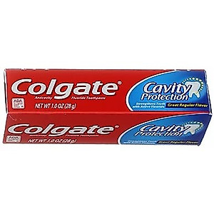 Colgate Cavity Protection Fluoride Toothpaste, Great Regular Flavor, Travel Size TSA Aproved, 1 Ounce (Pack of 8)