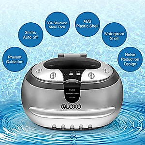Ultrasonic Jewelry Cleaner, VLOXO Ultrasonic Cleaning Machine 600ML Professional Jewelry Cleaner 42kHz with Stainless Steel Tank for Jewelry, Eyeglasses, Retainer, Watches, Dentures, Rings, Coins
