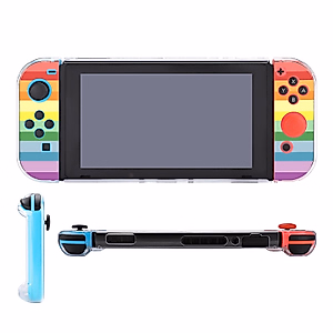 Gay Pride LGBT Rainbow Printed Protective Case Cover Compatible with Switch Game Console Controller with Holder Stand