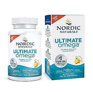 Nordic Naturals Ultimate Omega, Lemon Flavor - 90 Soft Gels - 1280 mg Omega-3 - High-Potency Omega-3 Fish Oil Supplement with EPA & DHA - Promotes Brain & Heart Health - Non-GMO - 45 Servings