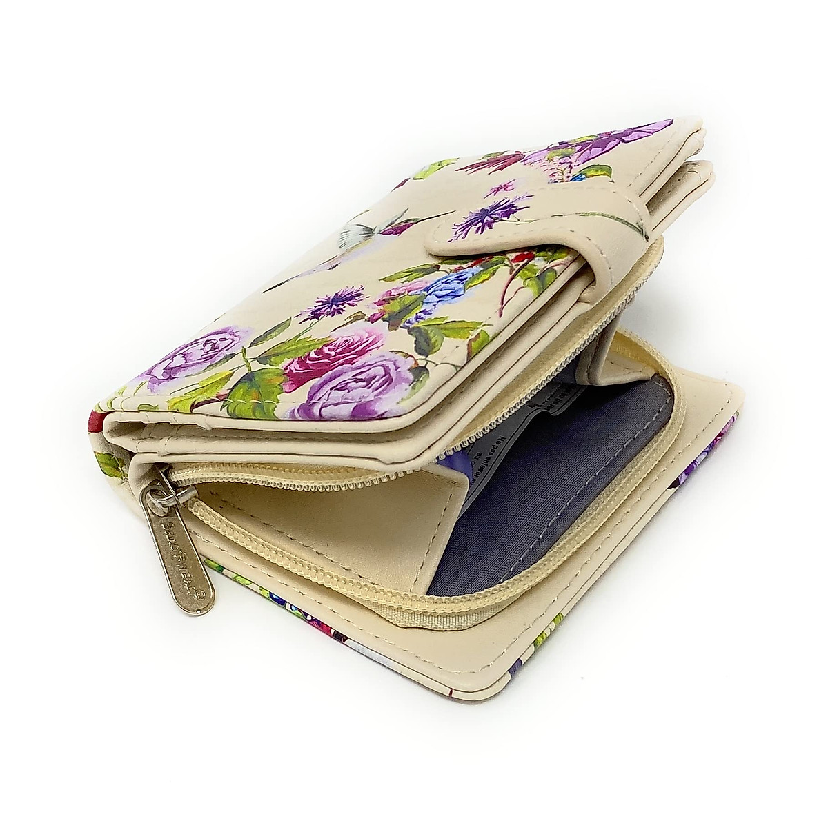 Shag Wear Vintage Hummingbird Small Bird Wallet for Women and Teen Girls Vegan Faux Leather Beige 4.5"