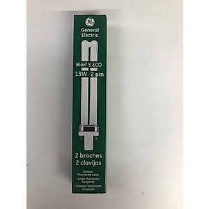 (case of 10) GE 97572 Ecolus Biax T4, F13BX/SPX50, 2 Pin GX23 Base, 5000K Color Temp, 13 watt, 784 lumen, plug-in compact fluorescent light bulb