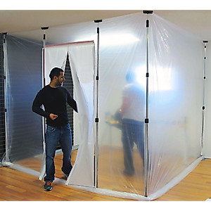 4 Pack Stainless Steel Zipper Walls Poles Kit, 10FT Retractable Efficient Construction Temporary Dust Containment Barrier System