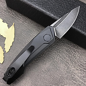 5in Assisted Opening Pocket Knife, Push Button Lock EDC Folding Knife for Camping, D2 Blackwashed Blade, G10 Handle with Belt Clip, Gift for Man