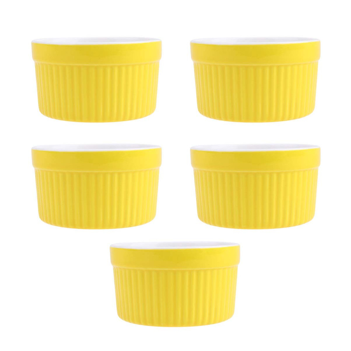 PRETYZOOM Ceramic Ramekins Porcelain Dishes Dessert Custard Baking Cup Round Ceramic Pudding Cup Bowl Ramekins Bakeware for Baking Serving Creme Brulee Lava Cake 5pcs