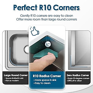 ROVOGO 15"x17" Drop in Bar Prep Sink Stainless Steel, 1-Hole Single Bowl Kitchen Sink with Basket Strainer, Small Secondary Entertainment Wet-Bar Sink, Brushed