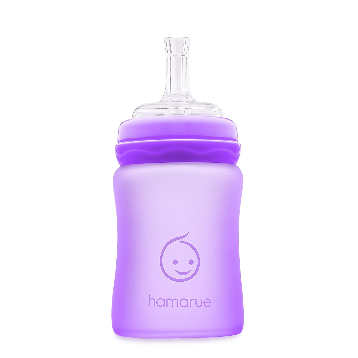Hamarue 3-in-1 Glass Sippy Cups for Toddlers | Silicone Coated Glass Baby Bottles | Non-Toxic Transition Cup for Baby with Removeable Handles | Baby Straw Cup NB+,3M,6M,12M (Purple, 5 oz)