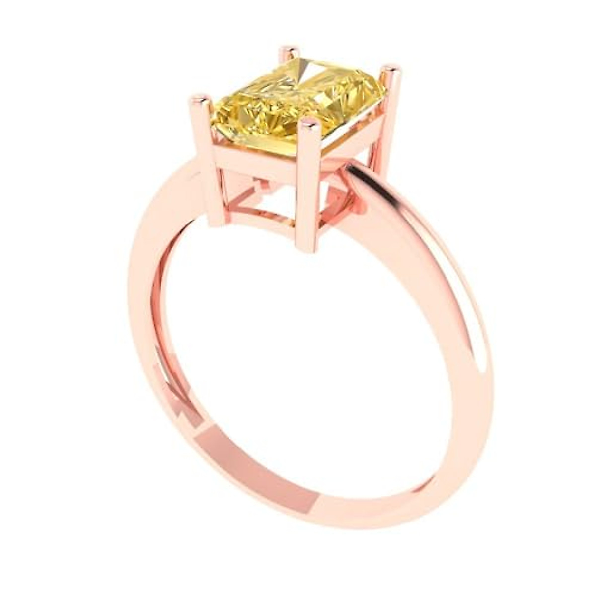 Clara Pucci 1.75ct Radiant Cut Custom Engraving Natural Citrine Engagement Wedding Solitaire W/Accent Ring 18K Rose Gold Size 3.5