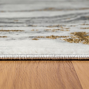 LUXE WEAVERS Marble Effect Abstract Gray 5x7 Area Rug