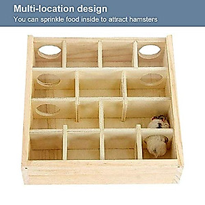 TangXSTAR Hamster Labyrinth Puzzle Toy Wooden Maze Tunnel Toy with Glass Cover for Small Hamster Mice Gerbils