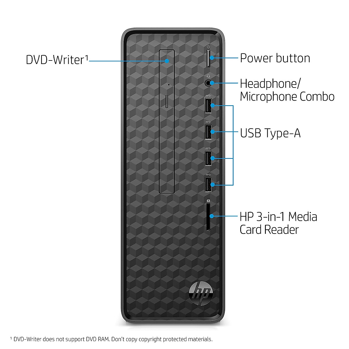 HP Slim Desktop, AMD Athlon Gold 3150U, 8GB RAM, 256 GB SSD, Windows 11 (S01-aF0020, Black)