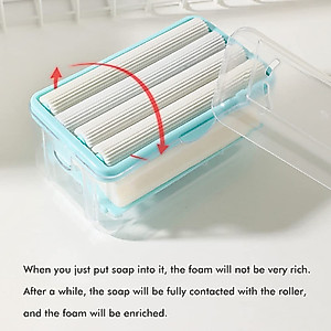 Osuner Multifunctional Bubble Box,Removable Drainers, Dish Foam 2 in 1 Storage Foaming Box,Roller Spring Dish