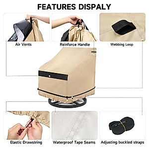 NEVERLAND Outdoor Chair Covers, 2 Pack Swivel Chair Cover Waterproof with 600D Heavy Duty Material, Swivel Lounge Chair Cover Fits up to 31.5 W x 33.5 D x 36 H inches (Golden)