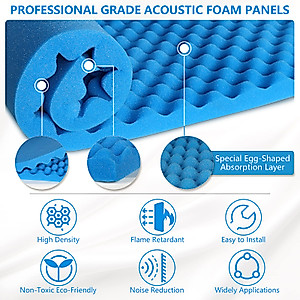 YDHTDLHC 2 Pack Acoustic foam panels 24" X 48" X 2" egg crate foam pad sound proof foam panels studio foam wall panels noise dampening foam wedges decoration tiles for office, home or theater - Blue