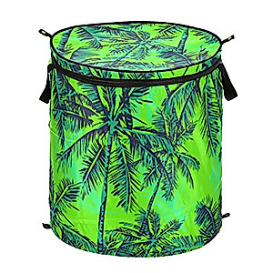 Tropical Palm Trees Green Pop Up Laundry Hamper Collapsible with Lid Dirty Clothes Hamper Laundry Basket Storage Hamper Organizer for Home, Kids Toy, Laundry Room