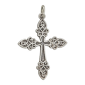 Sterling Silver Rhodium Oxidized Antique Filigree Cross Pendant