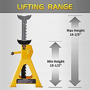TONDA Jack Stands, 2 Ton 4,000 lb, Heavy Duty Steel Car Lifting Stand for Sedan SUV Coupe, Yellow, 1 Pair
