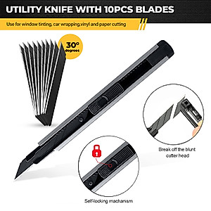 Gomake Vehicle Vinyl Wrap Window Tint Film Tool Kit Include 4 Inch Felt Squeegee, Retractable 9mm Utility Knife and Blades, Zippy Vinyl Cutter and Mini Go Corner Squeegee for Car Wrapping